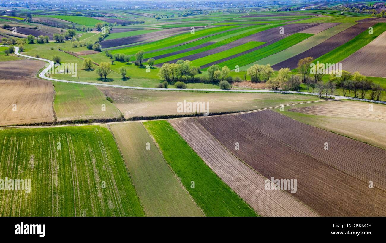 Ploughed or Plowed and Cultivated Fields in Farm. Geometric Fields ...