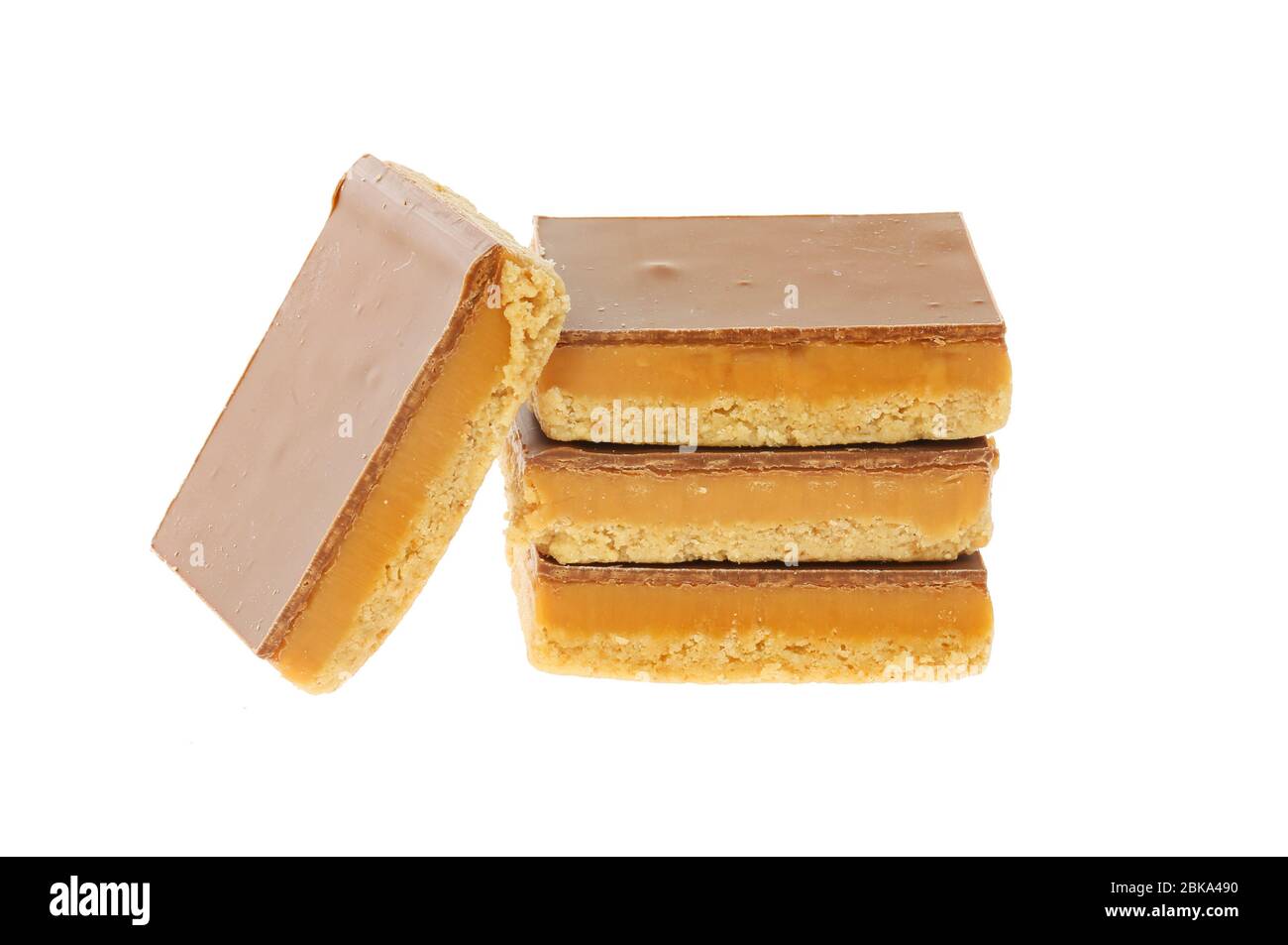 Caramel shortcake squares isolated against white Stock Photo - Alamy