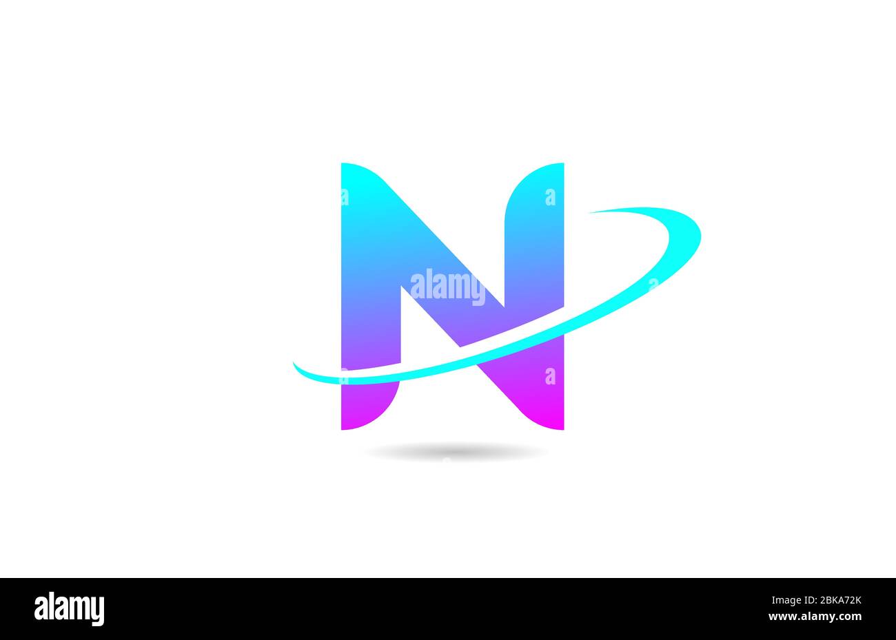 pink blue N alphabet letter logo icon design with swoosh for company ...