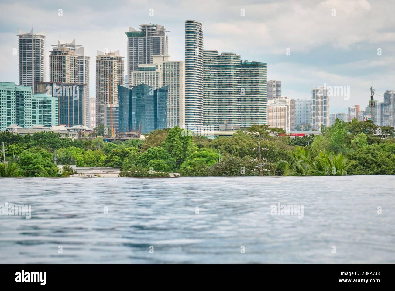 View of the city of Manila from the pool of the luxury five-star ...