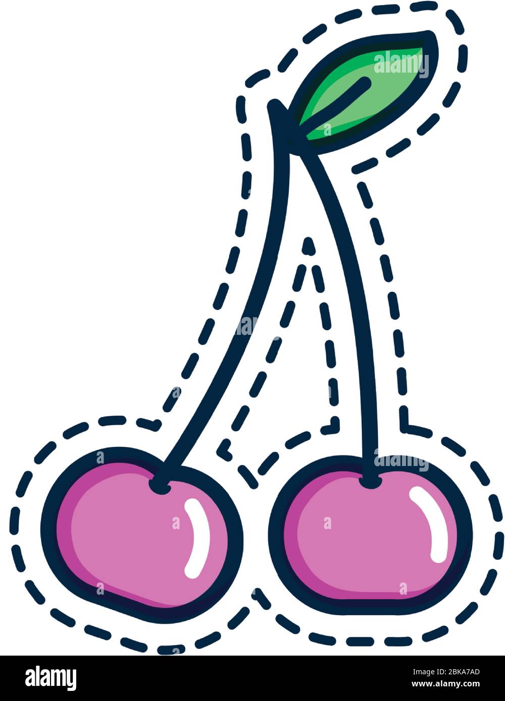patches concept, cherries icon over white background, line color style ...