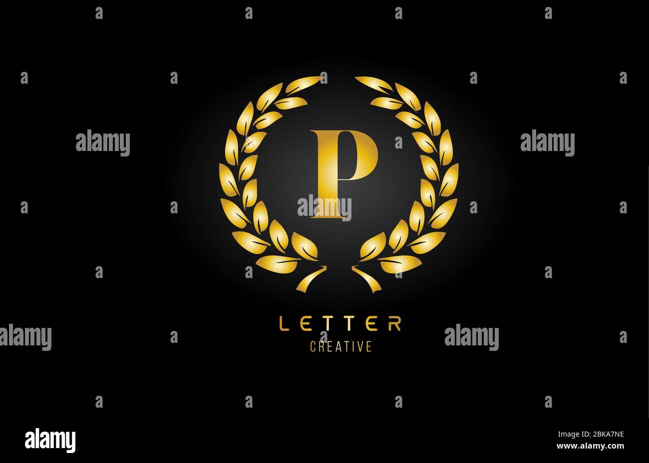 gold golden P alphabet letter logo icon with floral design for company ...