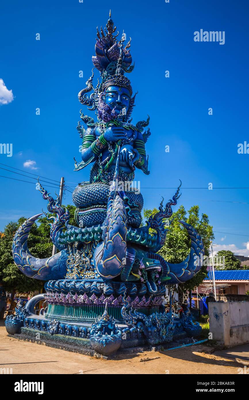 Blue temple Wat Rong Seur Ten at Chiang Rai, North of Thailand Stock ...