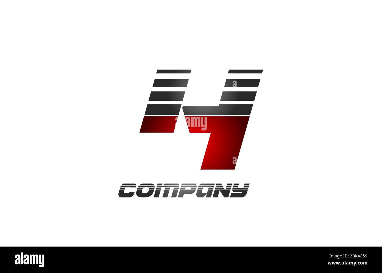 4 four number logo icon design in red grey gradient color for company ...
