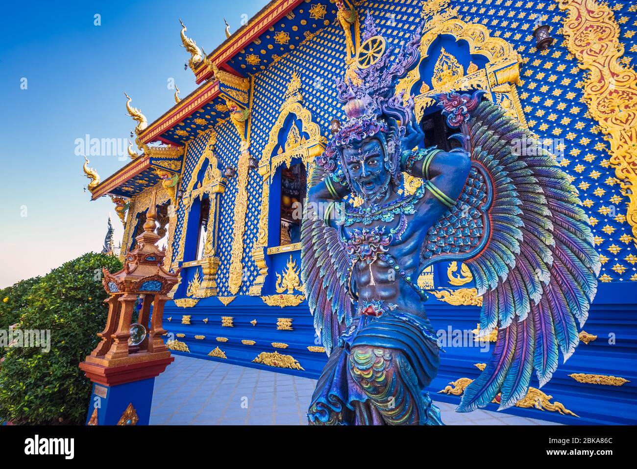 Blue temple Wat Rong Seur Ten at Chiang Rai, North of Thailand Stock ...
