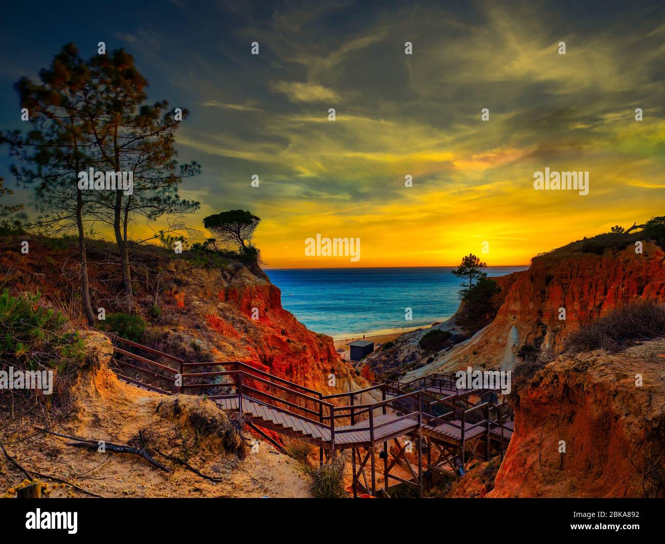 Sunset at Praia da Falesia Stock Photo - Alamy