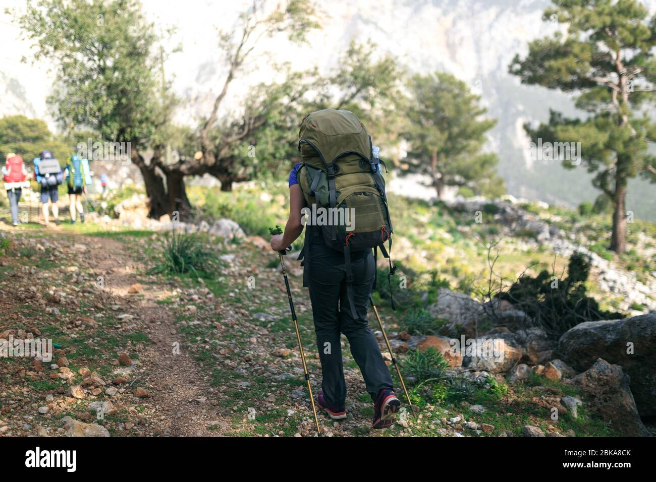 hiker on trail in mountains Stock Photo - Alamy