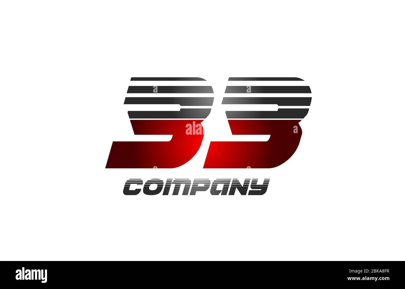 33 number logo icon design in red grey gradient color for company and ...