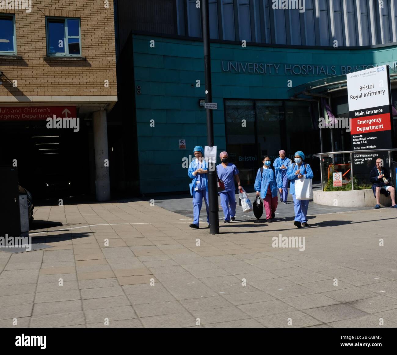 NHS staff leave Hospital after a shift Stock Photo - Alamy