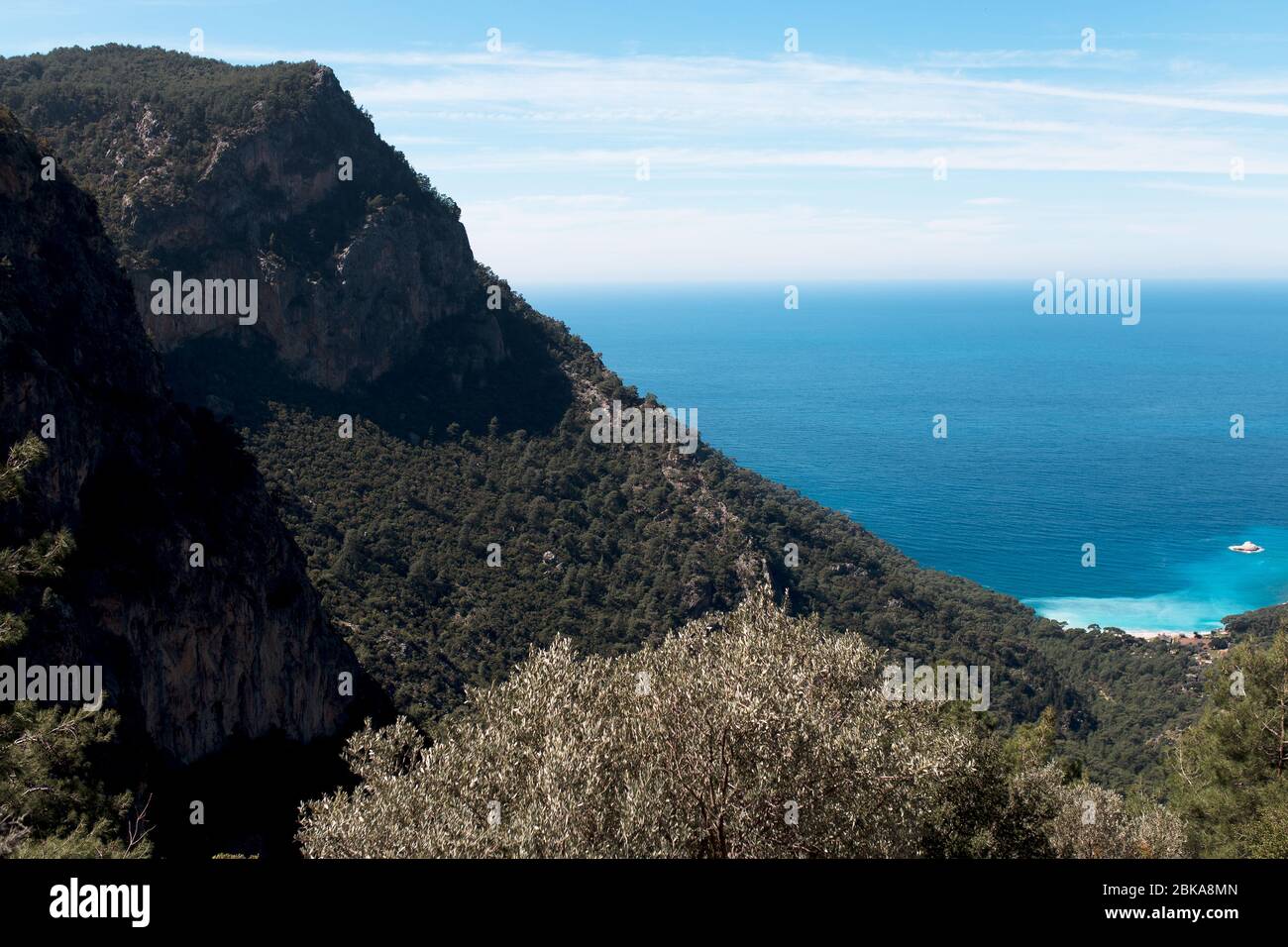 panoramic landscape of the Turkish mountains and the sea Stock Photo ...