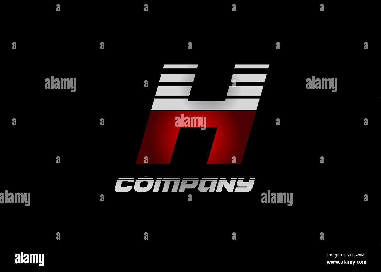 H red grey black alphabet letter logo icon design for company and ...