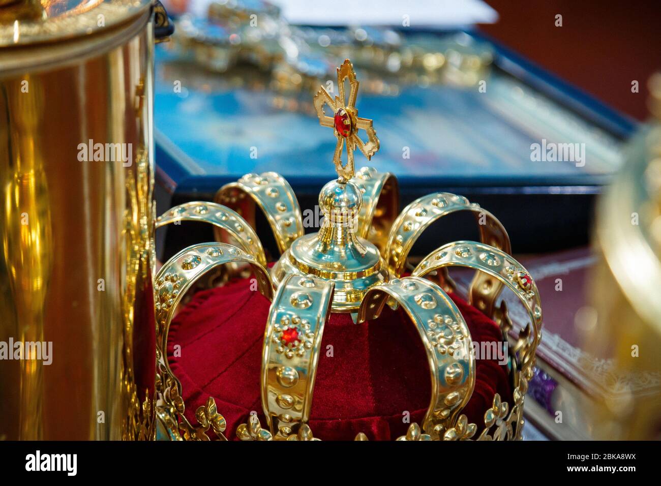 Church crown in a gold frame. Religious traditions Stock Photo - Alamy