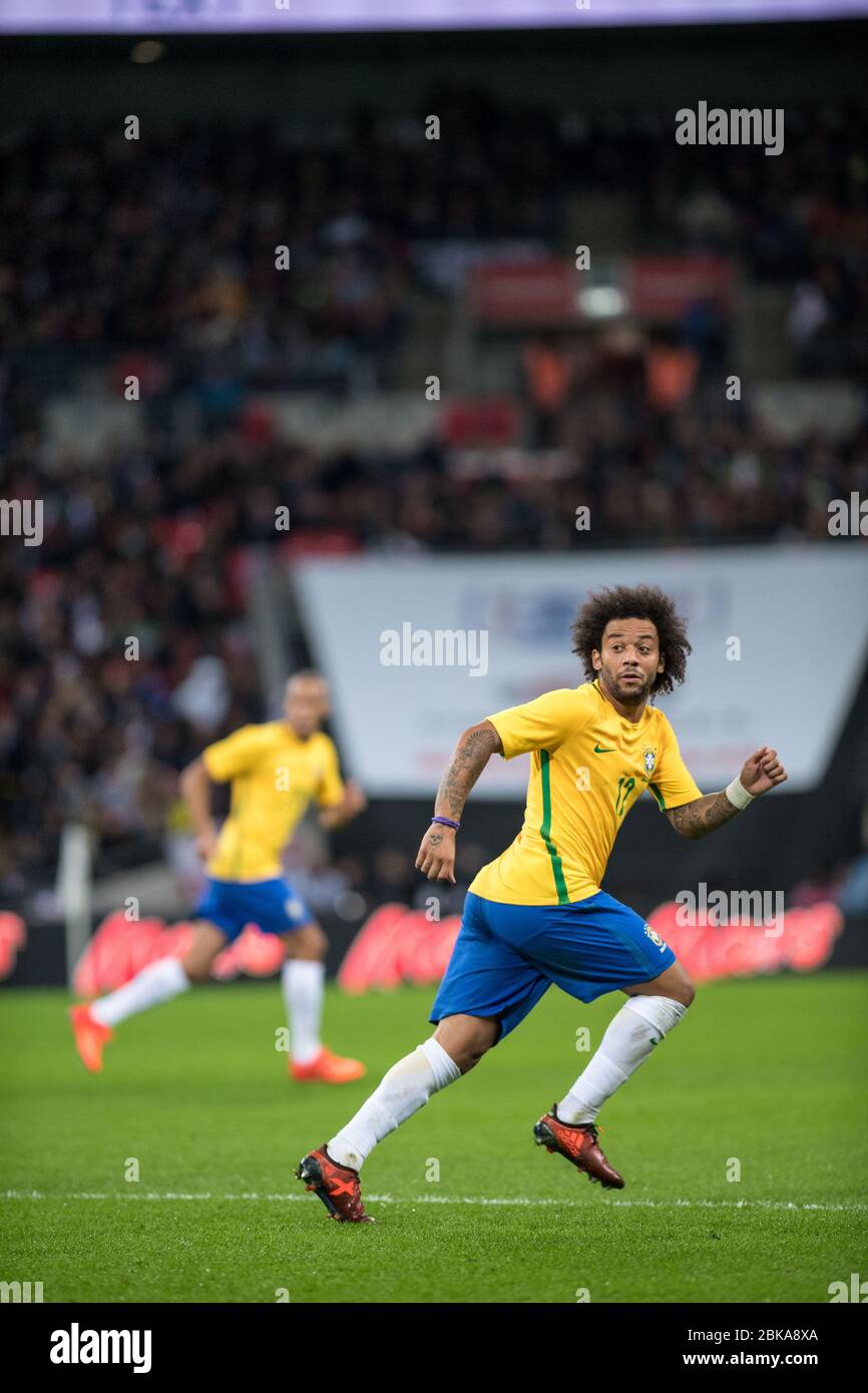 National team of Brazil at Wembley in match against England Stock Photo ...