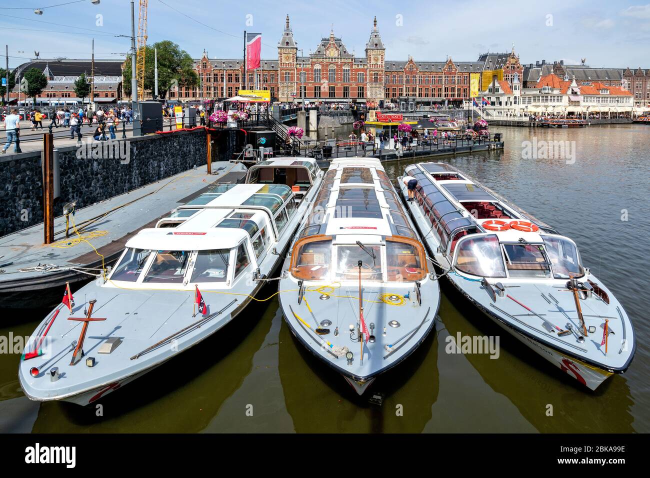 Amsterdam canal boats of Stromma Netherlands nearby the central station ...