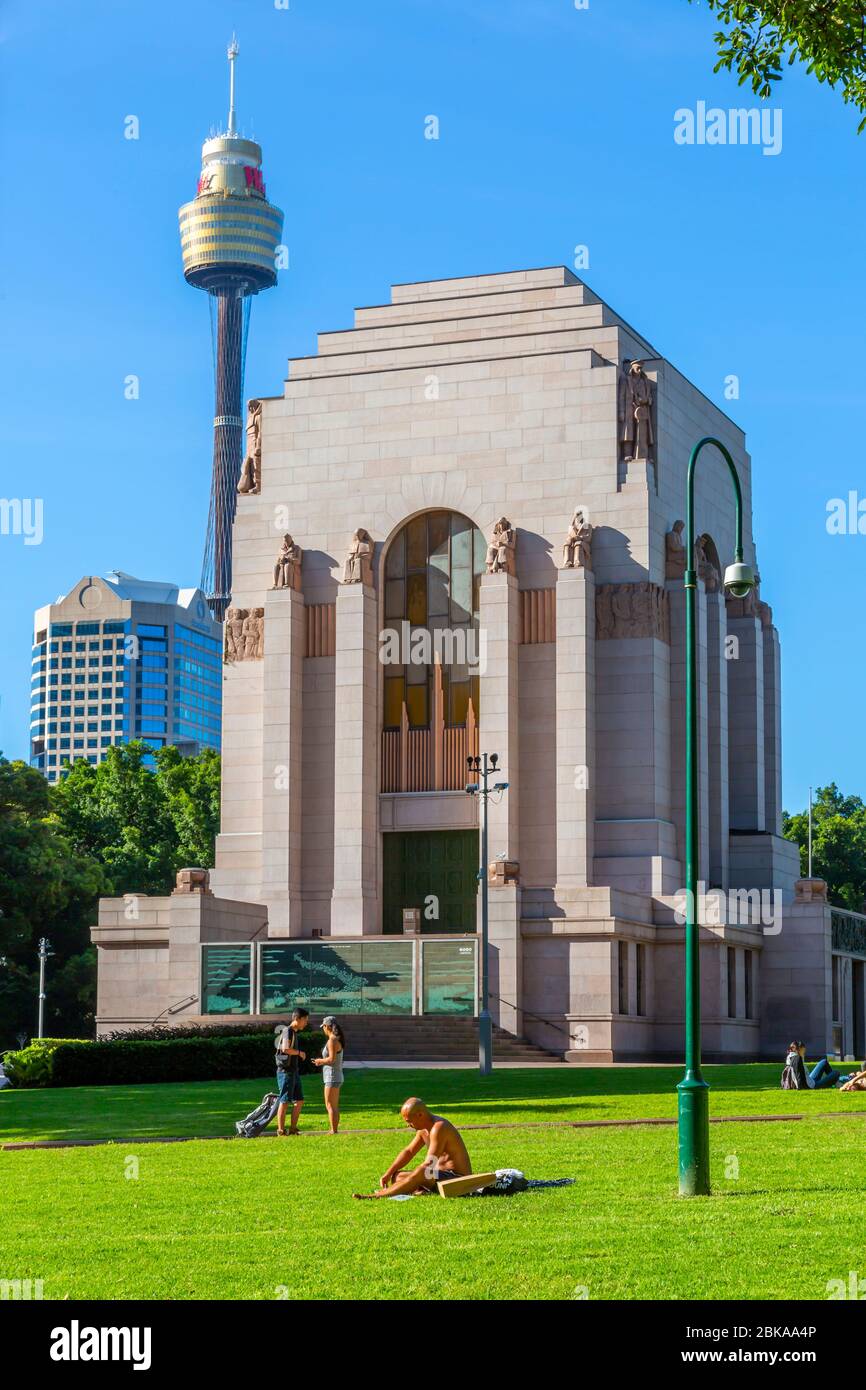 View of Anzac Monument and Sydney Tower, Sydney, New South Wales, New ...