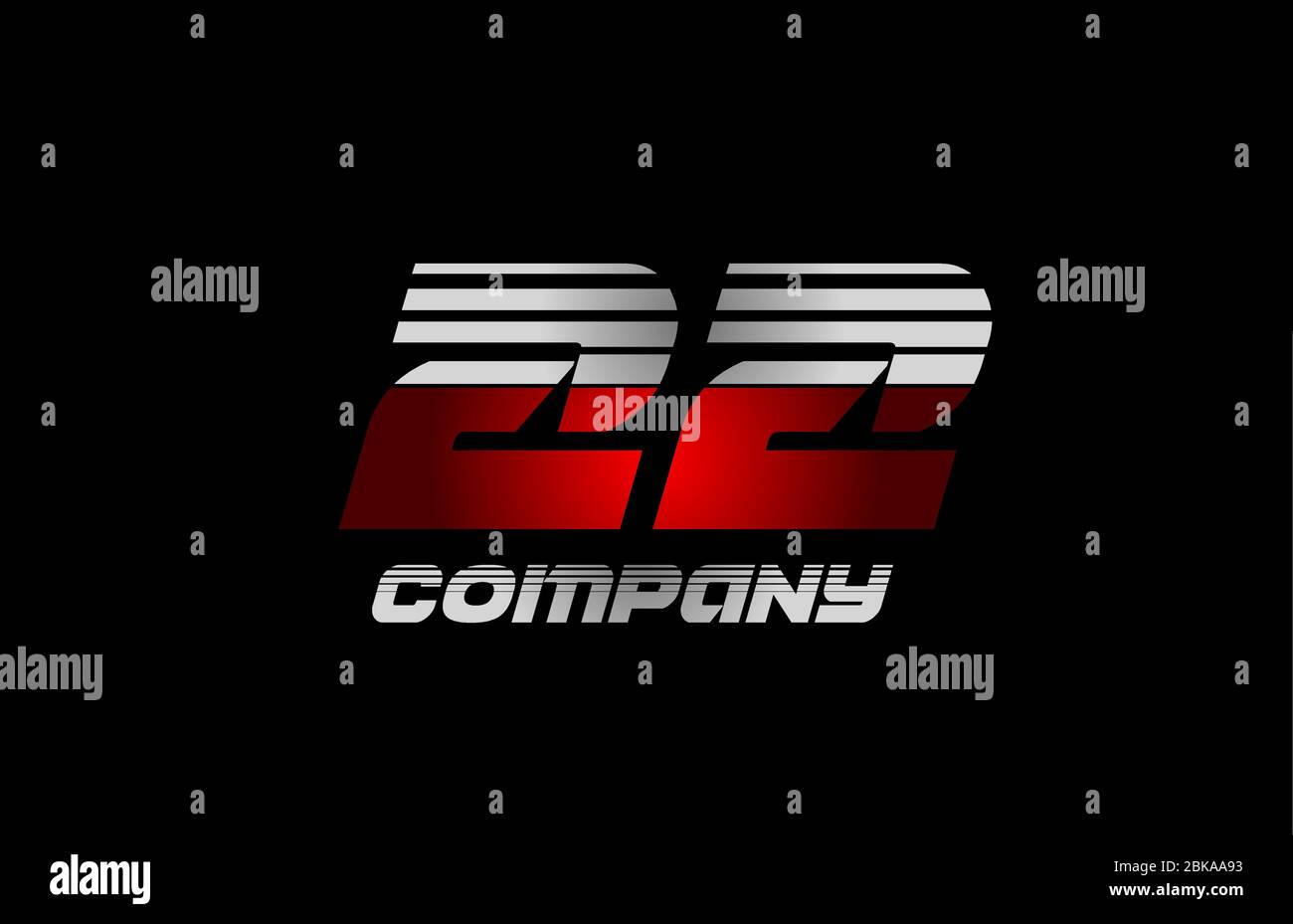 number logo 22 red grey black icon design for company and business ...