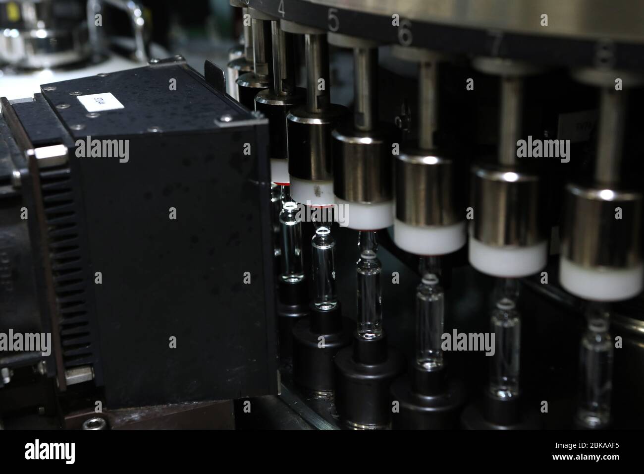 Pharmaceutical industry. Production Line. Fill bottles and ampoules for ...