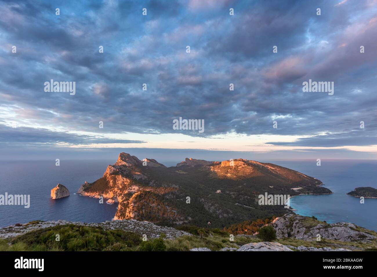 Coastal sunset over Cap de Formentor as seen from near the Albercutx ...
