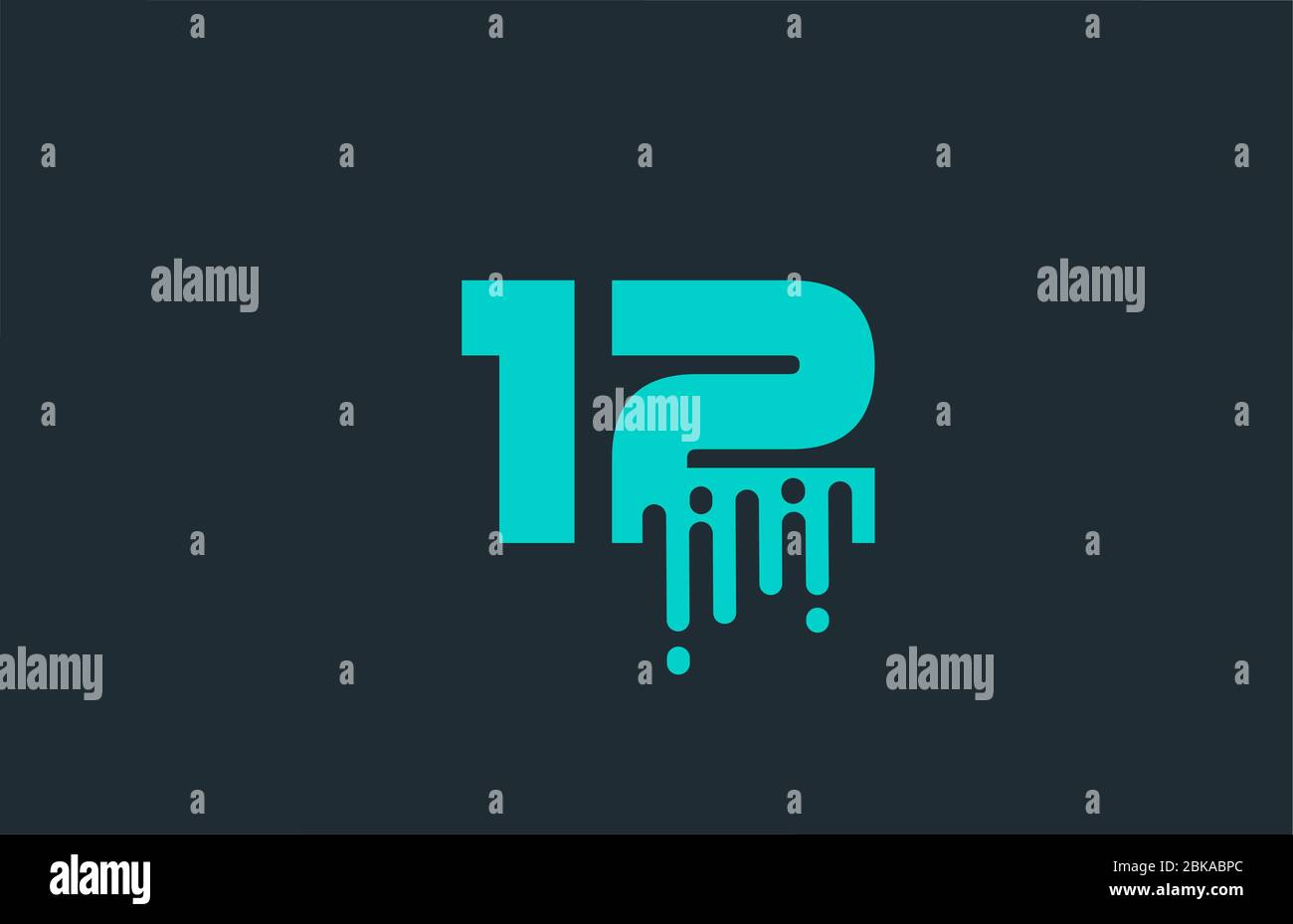 12 blue number logo icon with line design for business and company ...