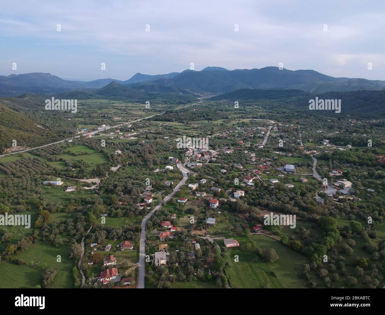 aerial landscape Greek village mazarakia in epirus thesprotia close to ...