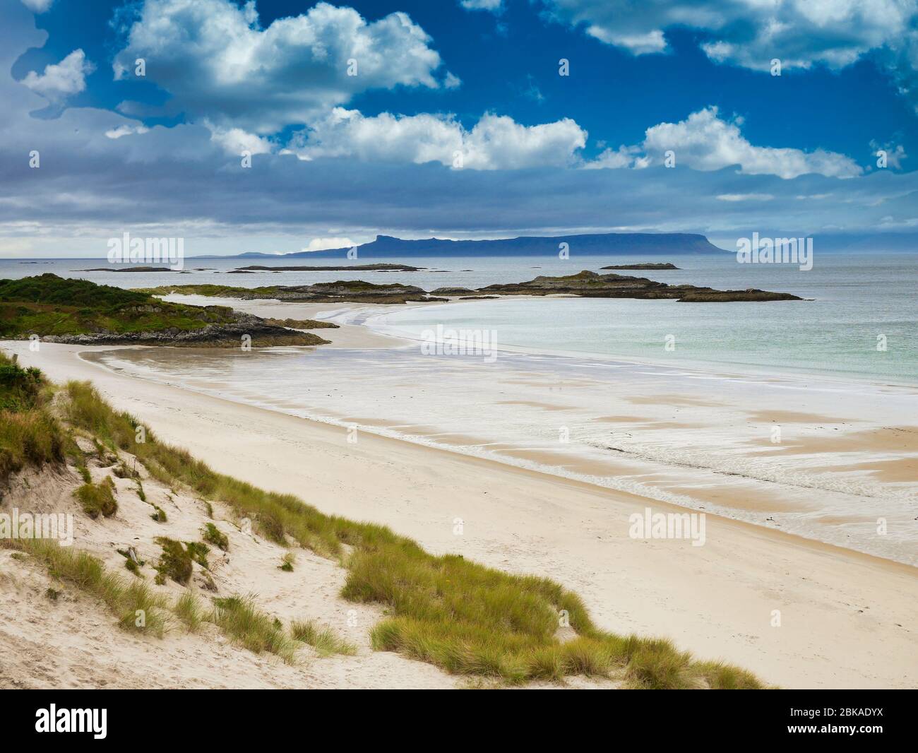 With the islands of Eigg and Rum on the horizon, a view across ...