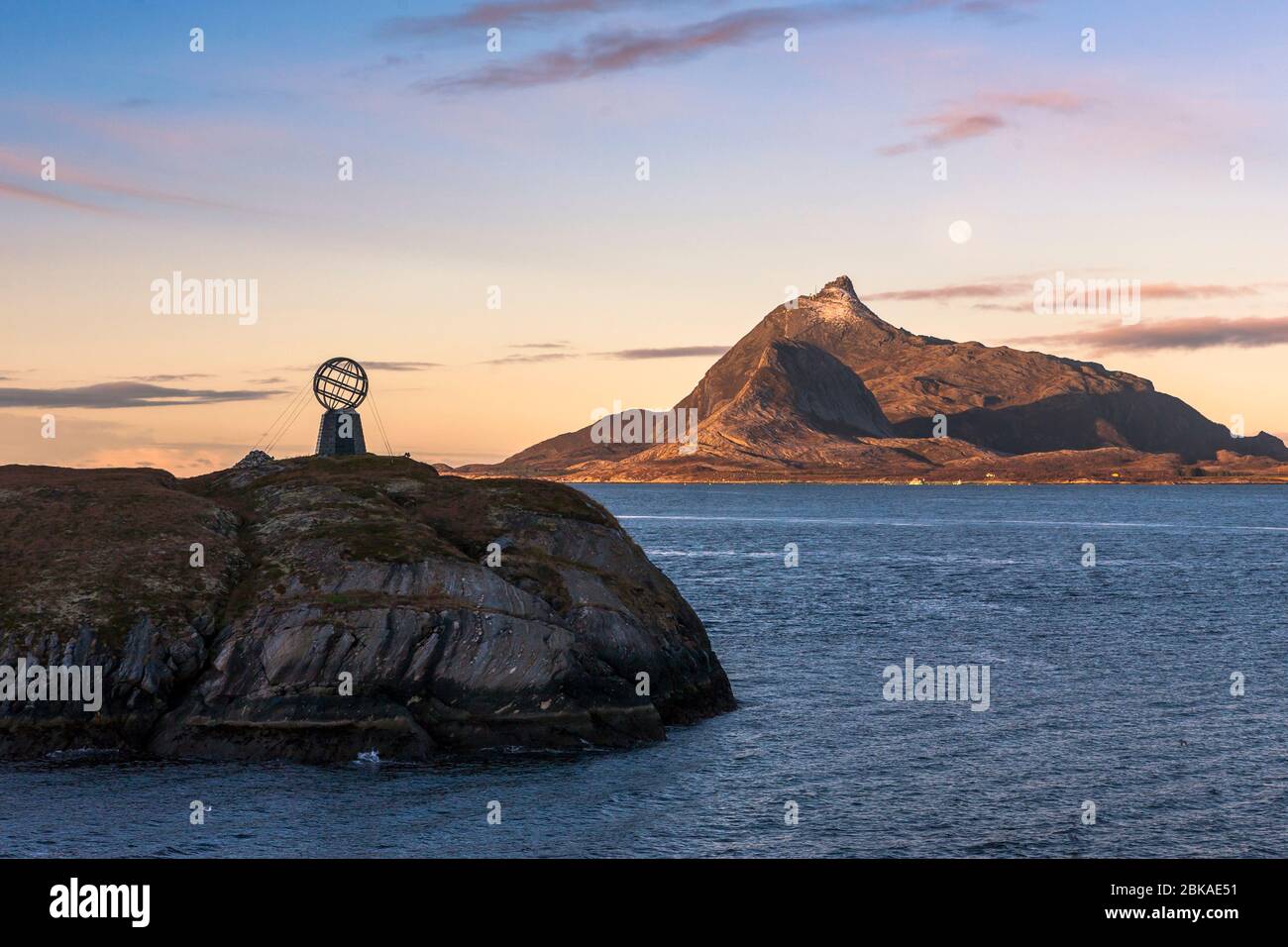 The Arctic Circle monument at 66° 33’ North on the island of Vikingen ...
