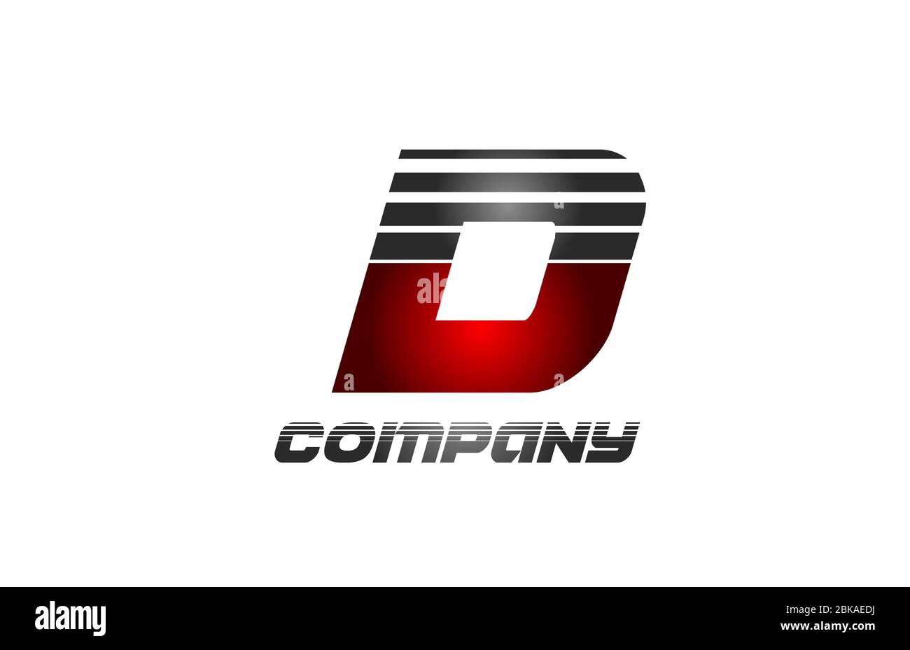 D alphabet letter logo icon design in red grey gradient color for ...