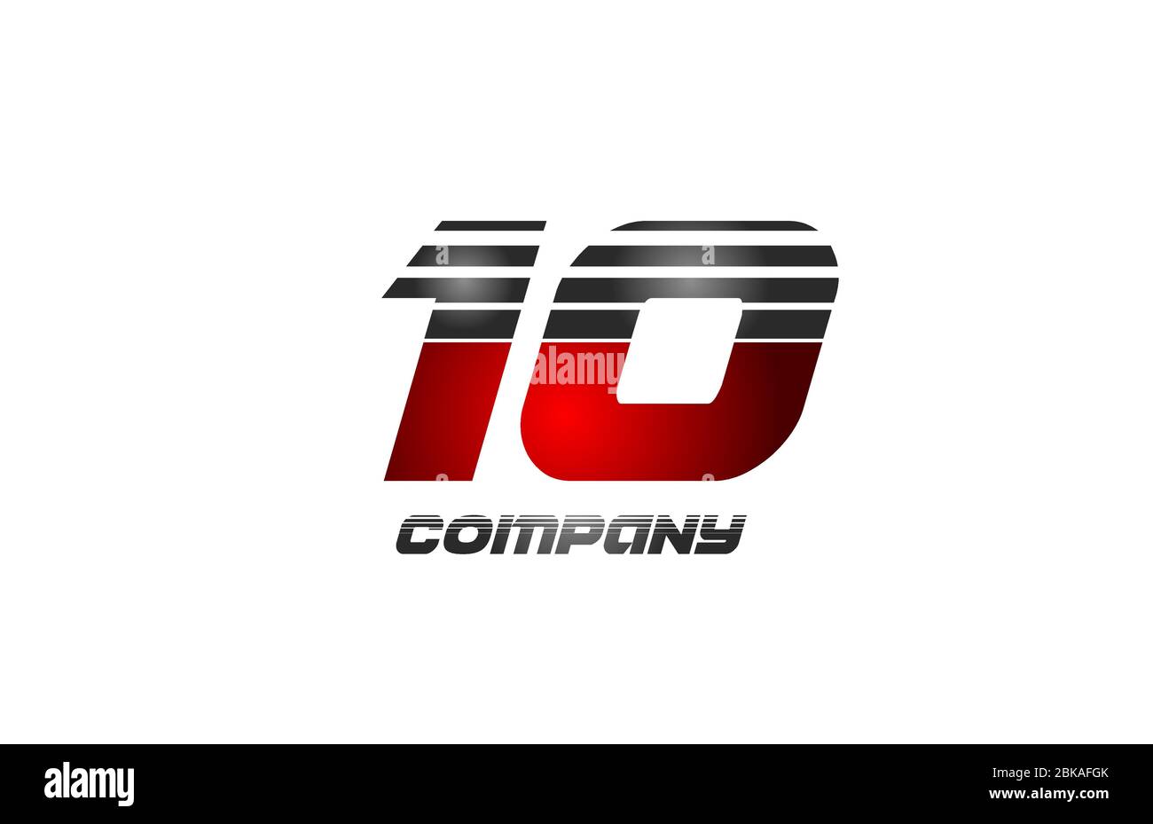 10 ten number logo icon design in red grey gradient color for company ...