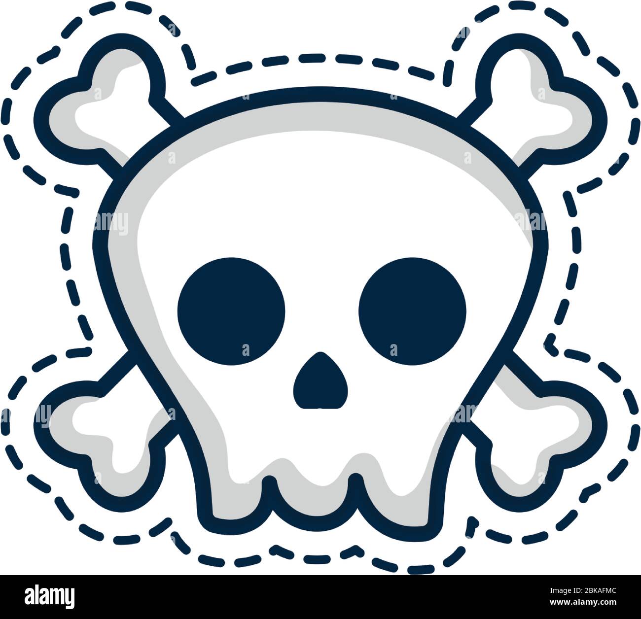 patches concept, skull icon over white background, line color style ...