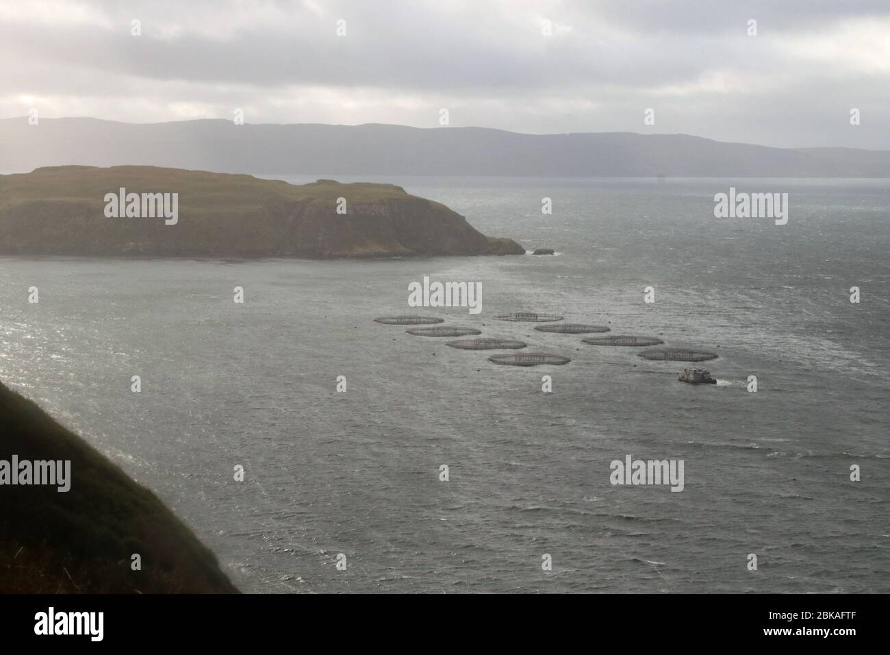Fish farm in broody weather, isle of Skye, Scotland Stock Photo - Alamy