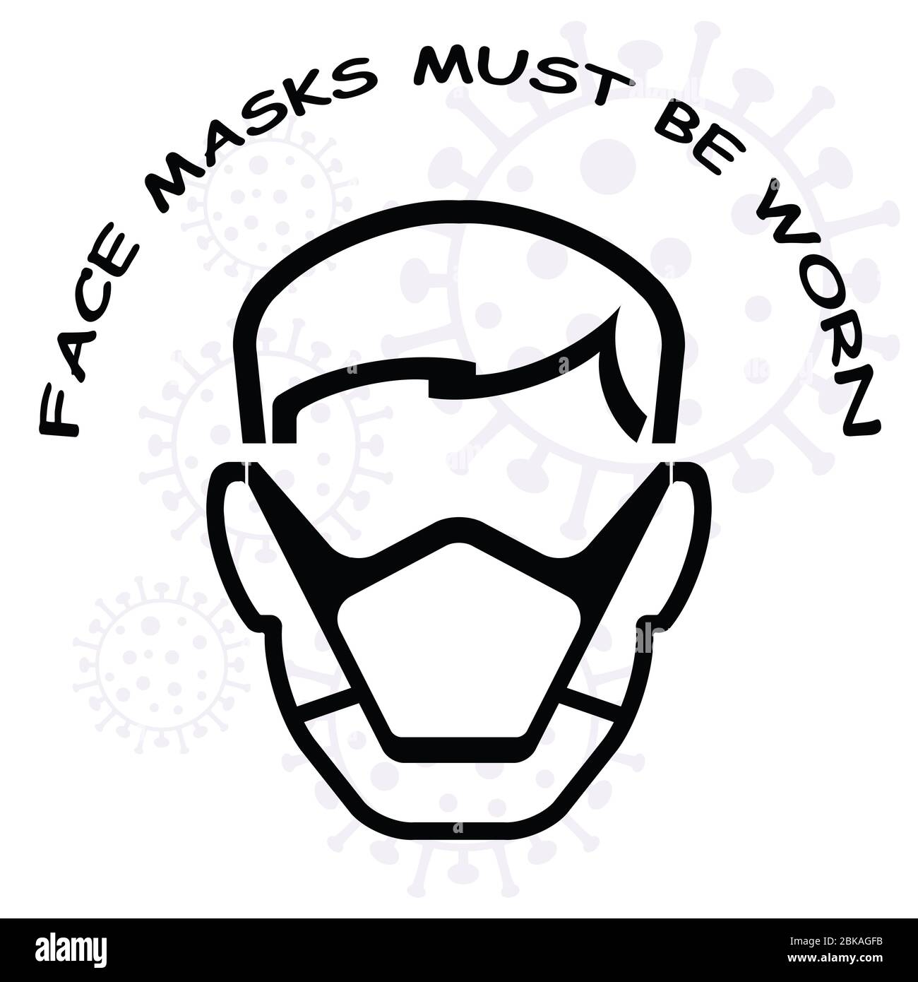 Face mask must be worn sign to prevent virus spread isolated on white ...