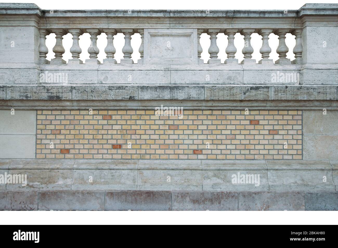 An old classic isolated balustrade in a brick fence.. Balustrade ...