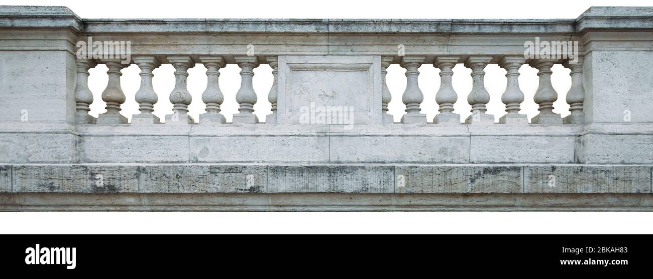 An old classic isolated balustrade. Balustrade. Ancient fence. Ancient ...