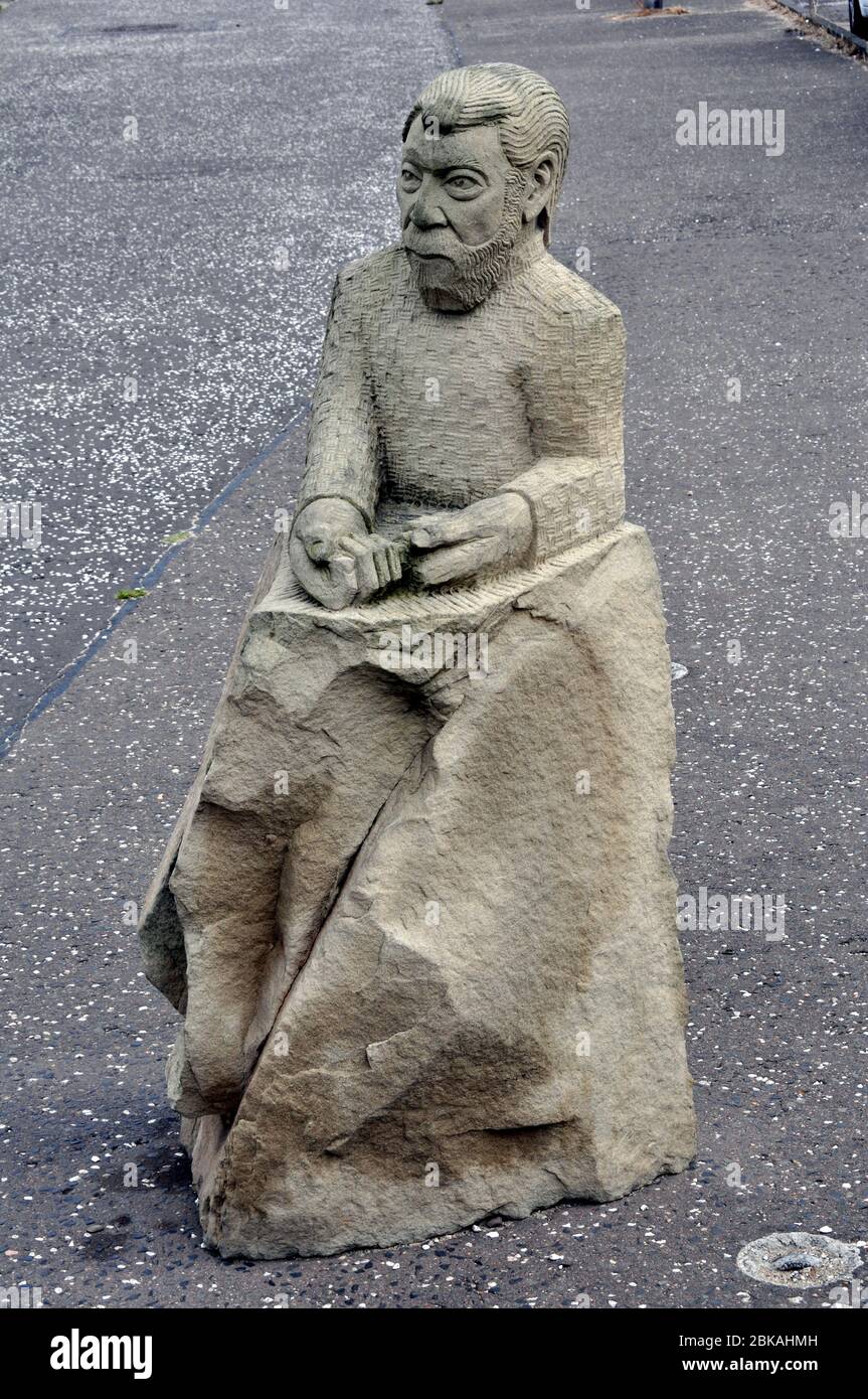 Carved stone statues on the promenade at Musselburgh Scotland Stock ...