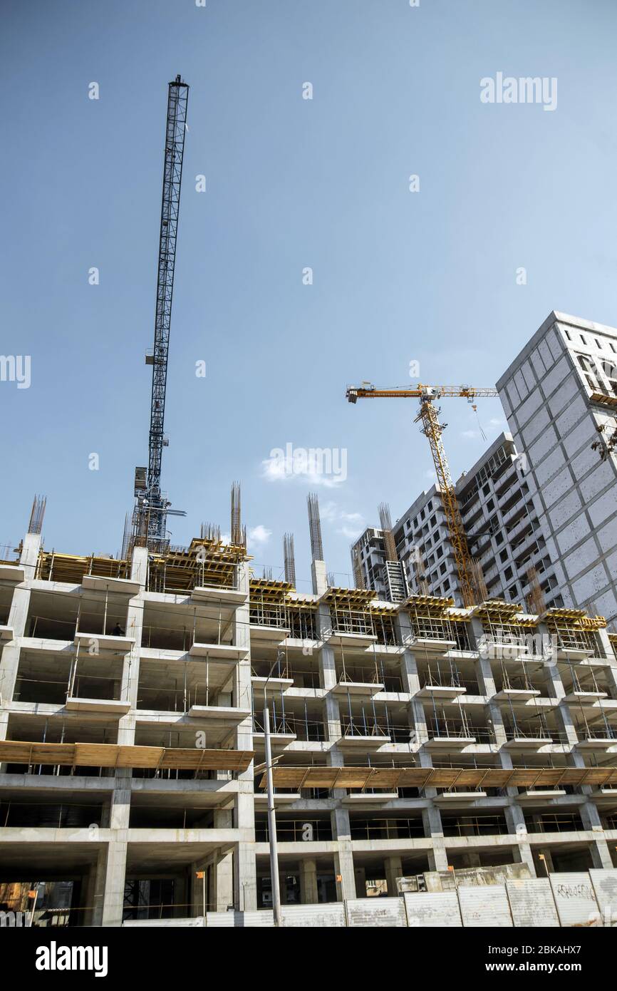 Construction of a skyscraper from below Stock Photo - Alamy