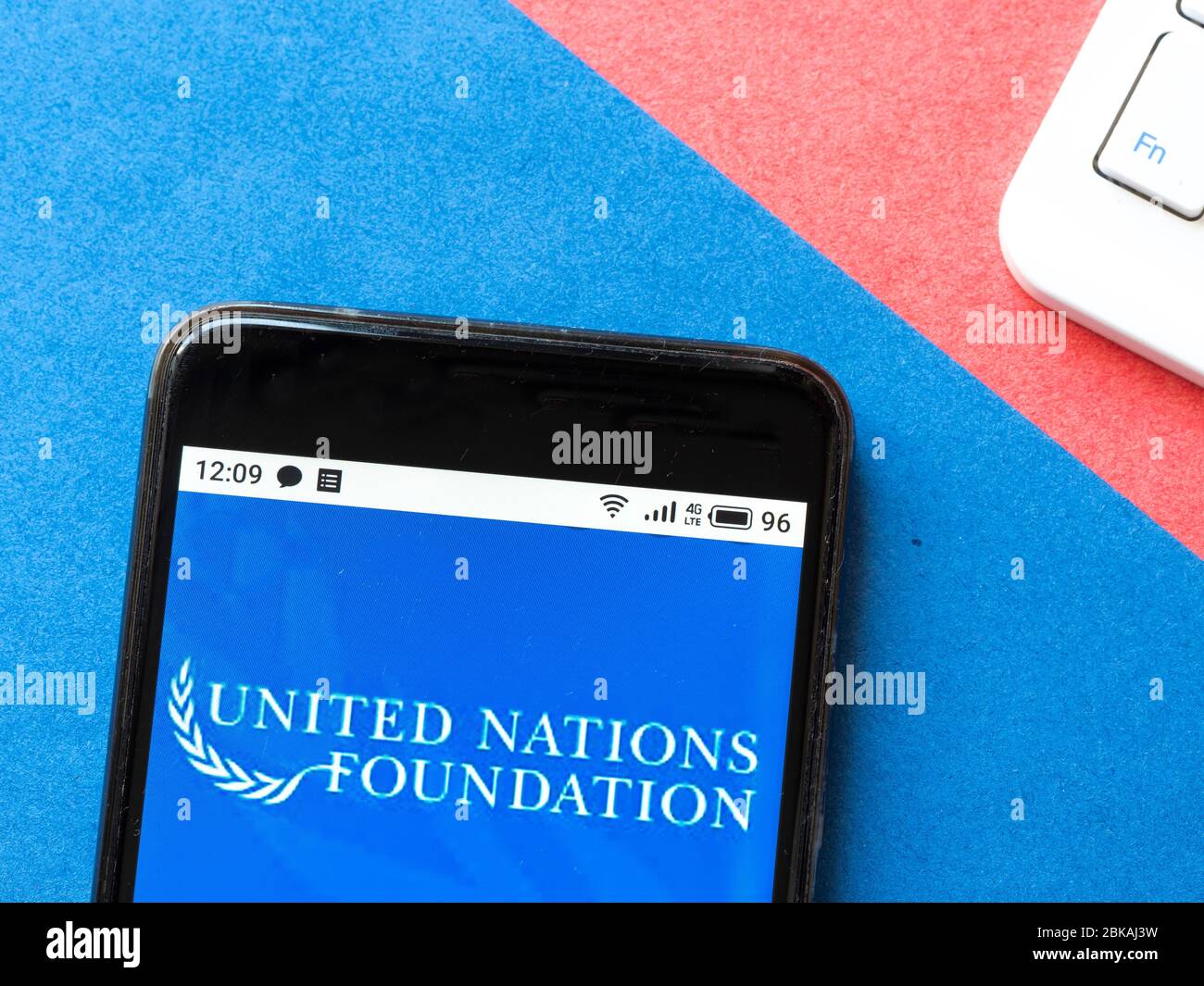 In this photo illustration the United Nations Foundation logo seen ...