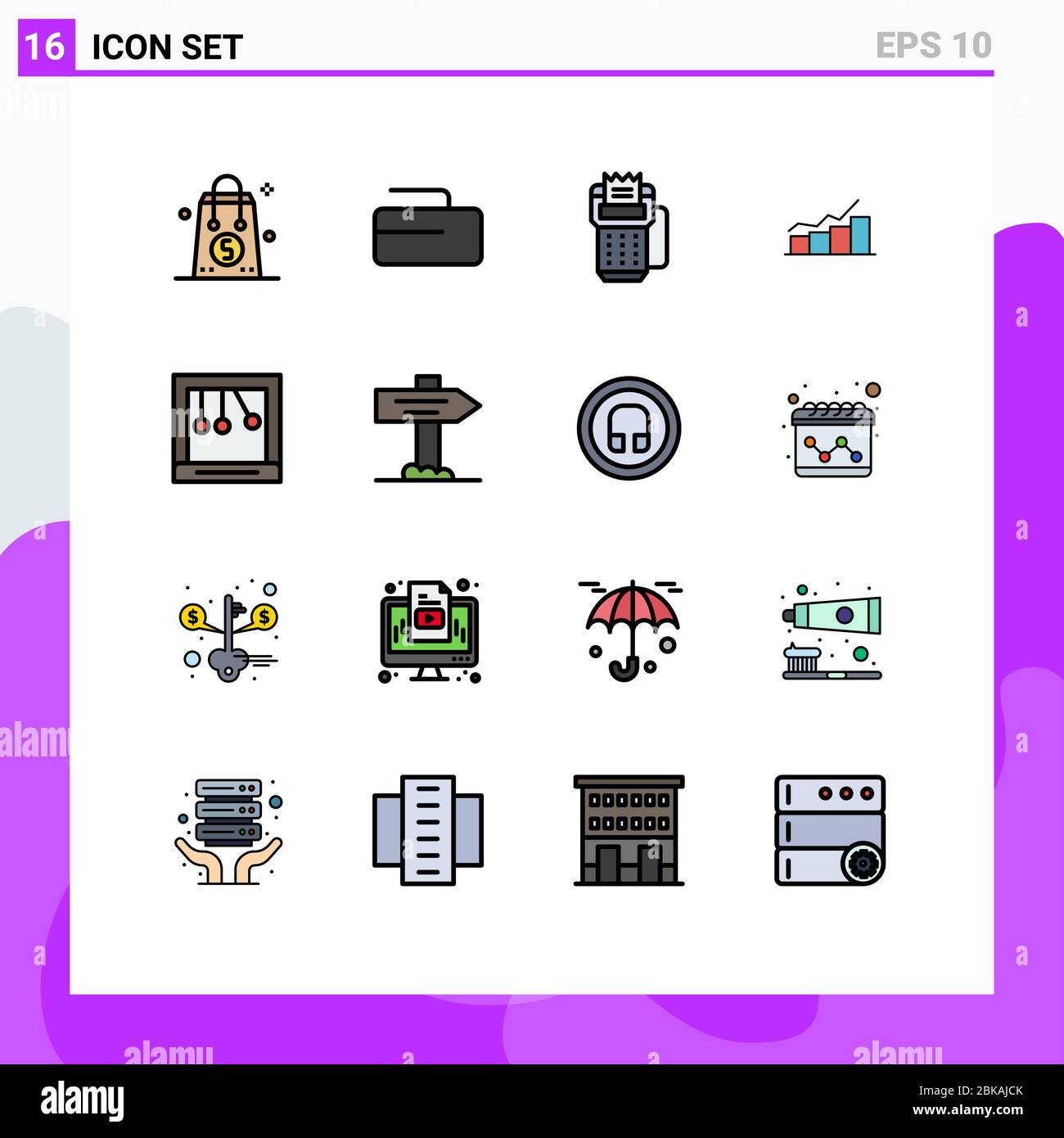 16 User Interface Flat Color Filled Line Pack of modern Signs and ...