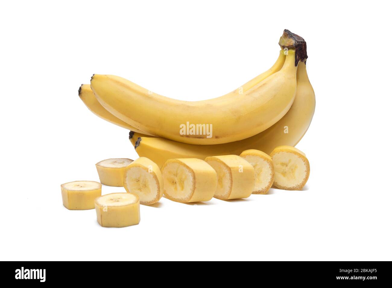 Bananas on white background, isolated cuted bananas Stock Photo - Alamy