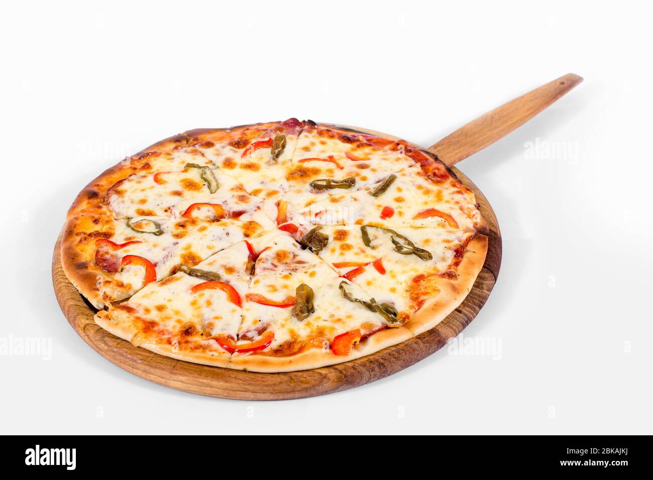 Pizza on a plate on a white background Stock Photo - Alamy
