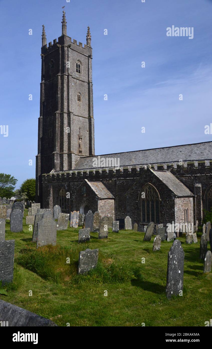 The Tall Square Stone Bell Tower of St Nectans Parish Church in the ...