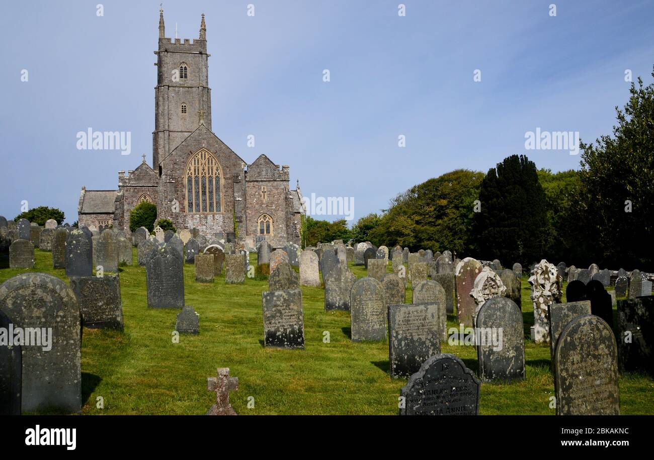 The Tall Square Stone Bell Tower of St Nectans Parish Church in the ...