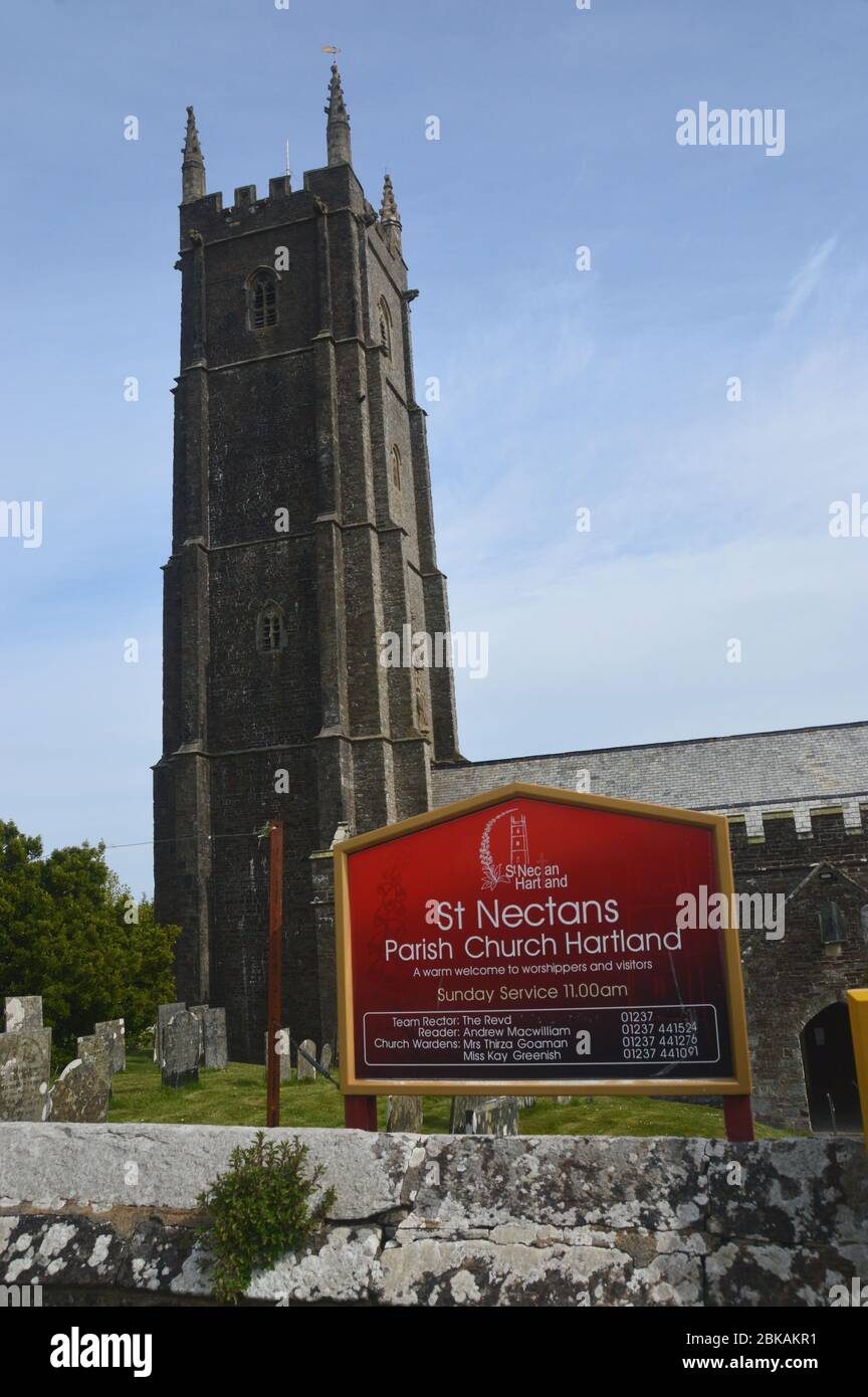 The Tall Square Stone Bell Tower of St Nectans Parish Church in the ...