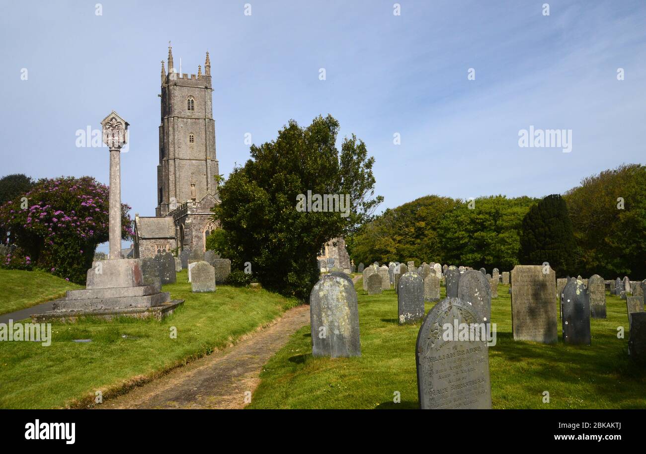 The Tall Square Stone Bell Tower of St Nectans Parish Church in the ...