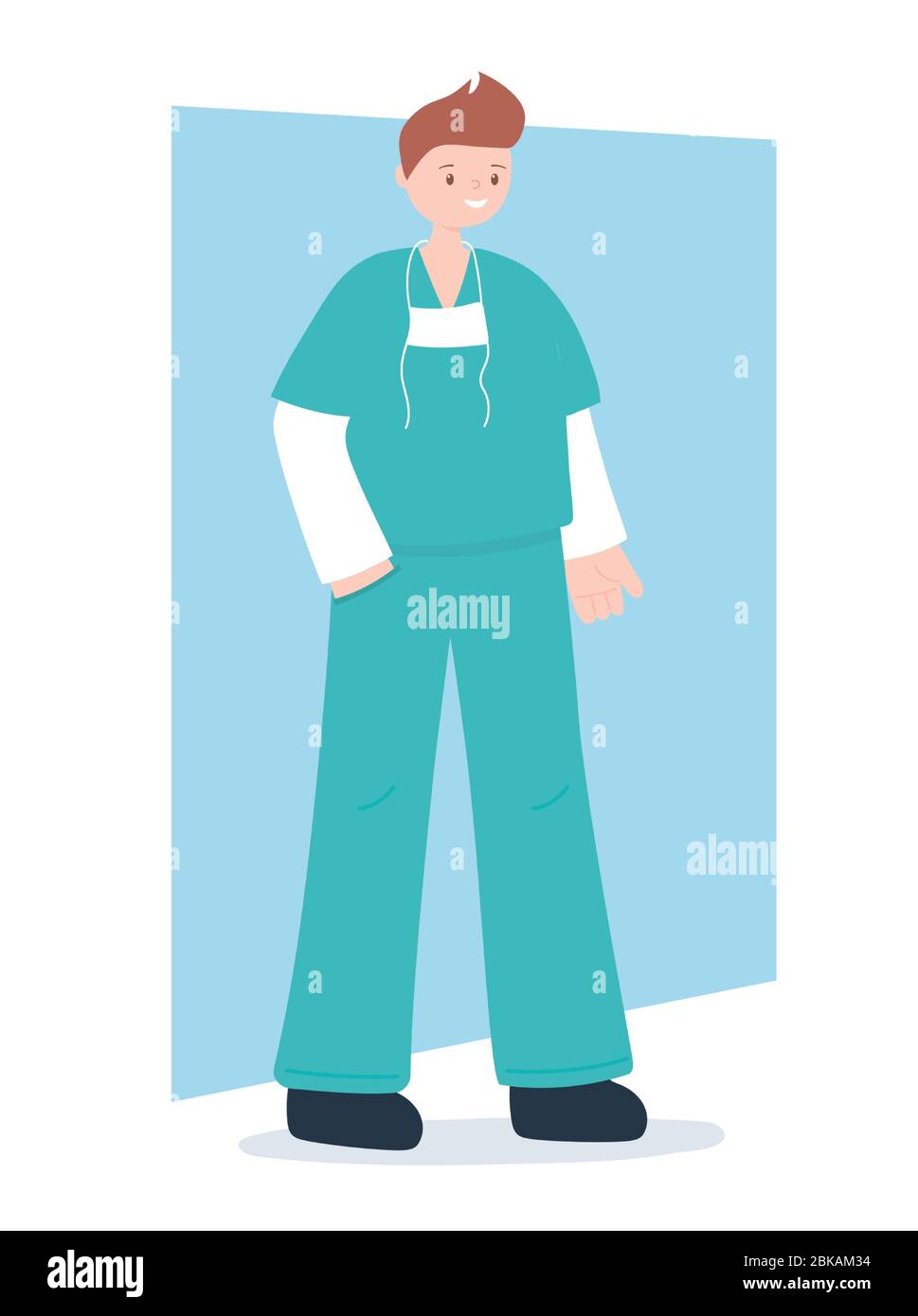 doctors and nurses, male nurse with medical mask and uniform cartoon ...