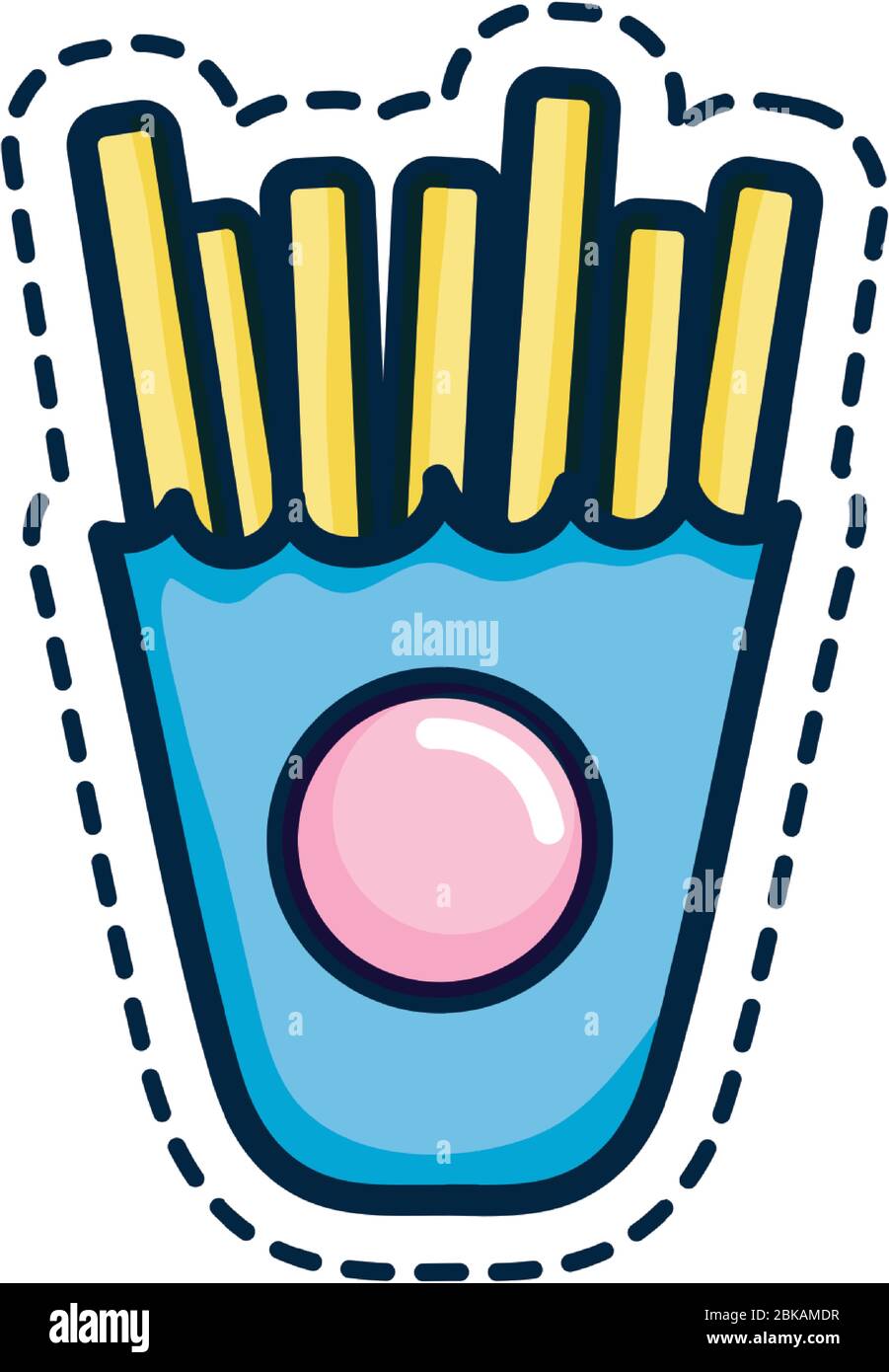 patches concept, french fries box icon over white background, line ...