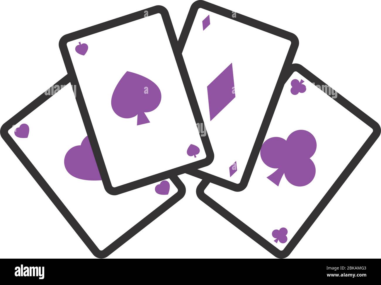 poker cards icon over white background, half line half color style ...