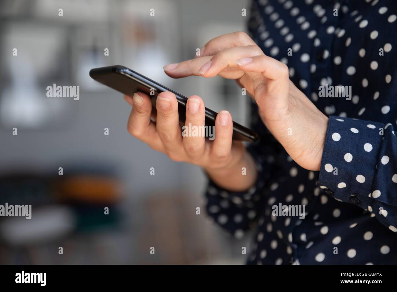 Addicted to technology millennial girl using smartphone Stock Photo - Alamy