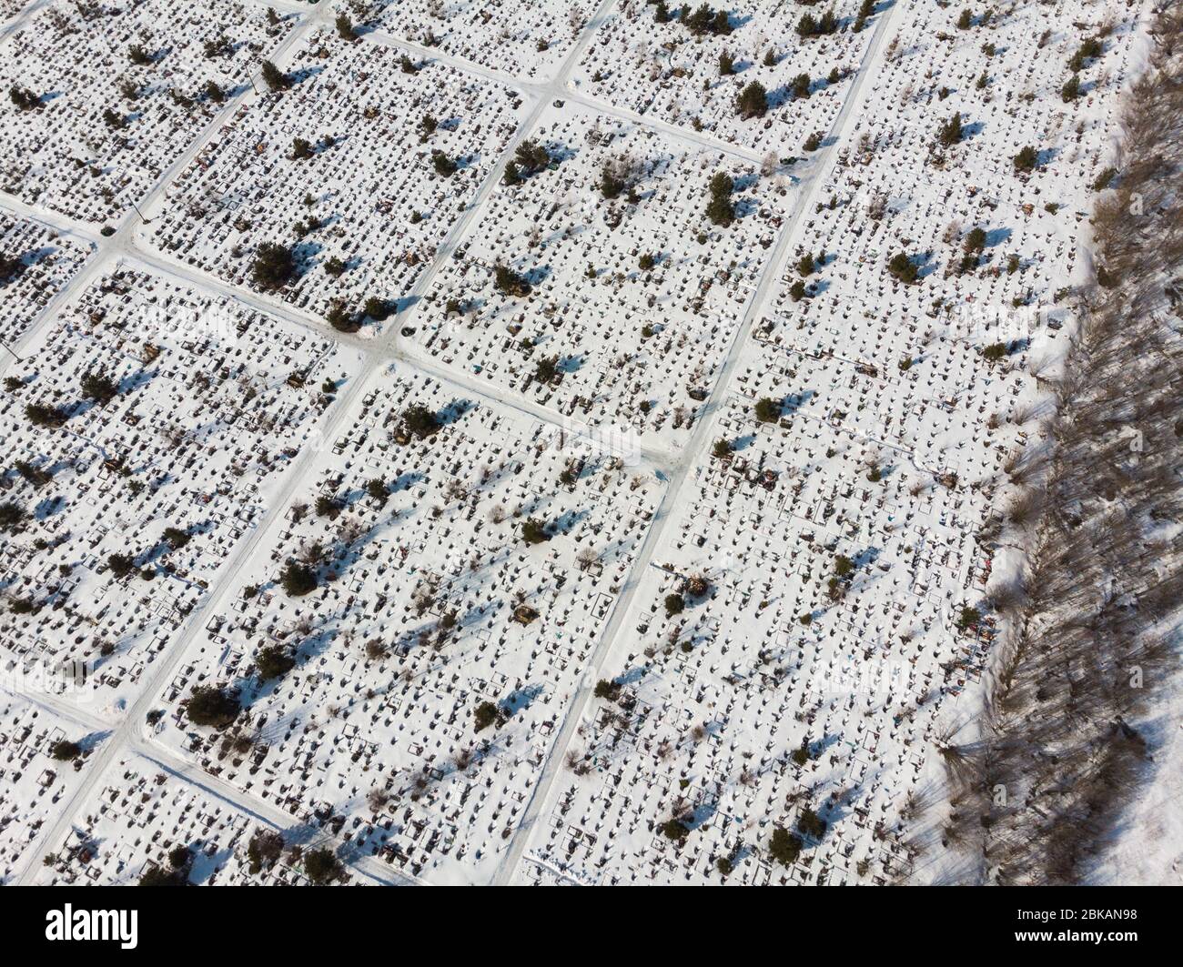 Large cemetery. The geometry of the graves. Burial places Stock Photo ...