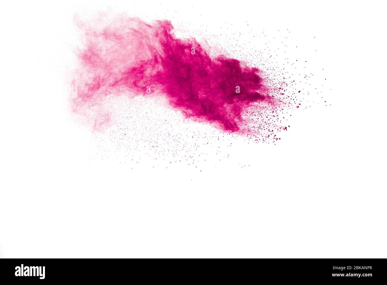 Abstract pink dust explosion. abstract pink powder splattered on white ...