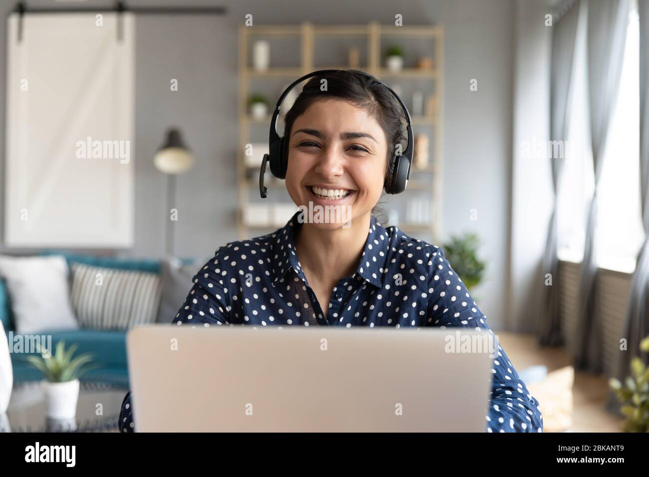 Happy indian woman professional tutor educating client online Stock ...